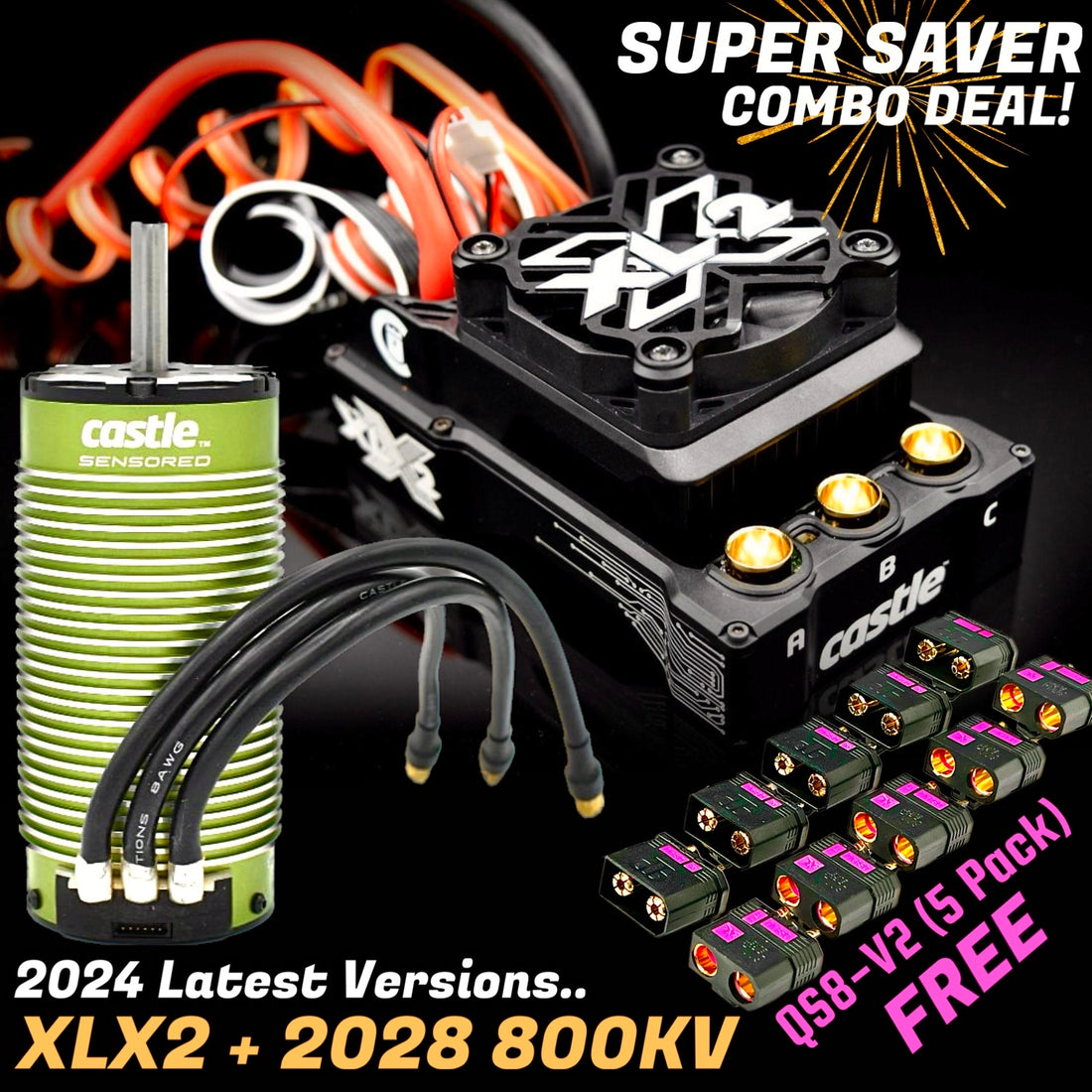 Castle Mamba XLX2 & 2028 800KV Combo – 1/5 & 1/7 Scale Brushless Power ...